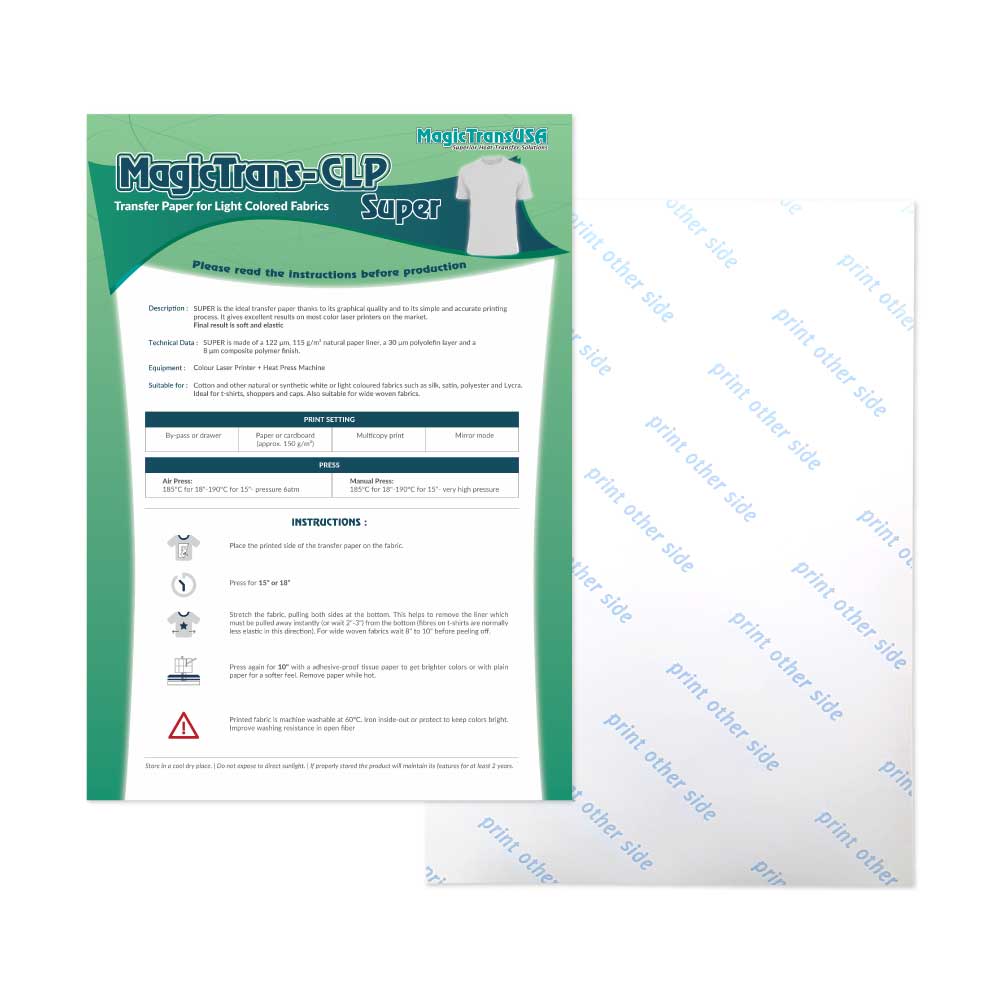 A3 Light Laser Transfer Papers Super+ for White Fabric - Granda Gifts