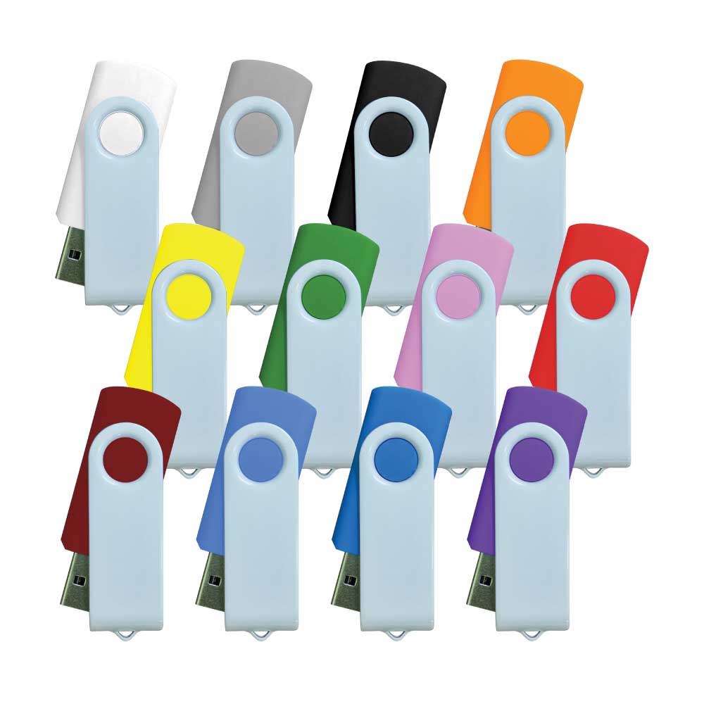 White Swivel USB Flash Drives - Grandamedia